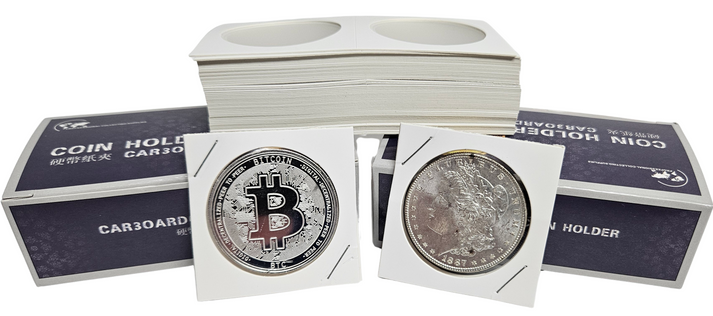 100 PCS 40mm 2x2 inch Cardboard Coin Holders Flips for Morgan, Peace ...